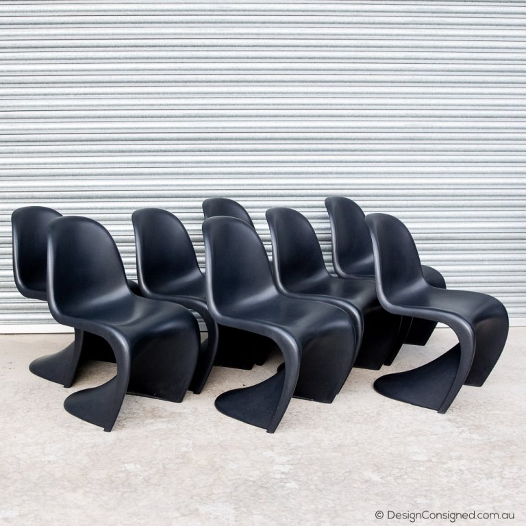 8 black Verner Panton chairs from Vitra - Design Consigned